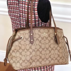 Coach | Bags | Authentic Coach Drawstring Signature Carryall Tote ...